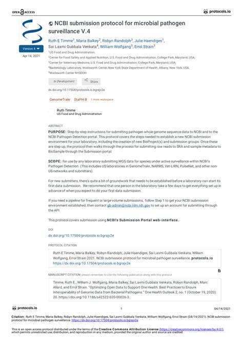 Pdf Ncbi Submission Protocol For Microbial Pathogen Surveillance V4