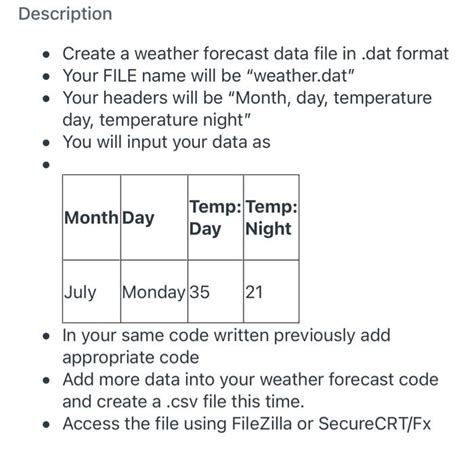Solved Description Create A Weather Forecast Data File In