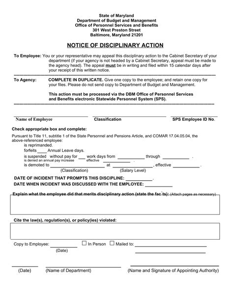 Free Printable Disciplinary Action Form Templates [word Pdf]