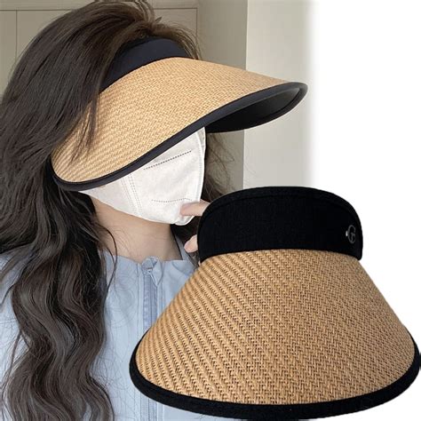 여성용 캐쥬얼 바이저 선햇 여름 빈 탑 햇 야외 해변 파나마 캡 넓은 챙 Uv 보호 모자 트렌디 어부 모자 Aliexpress