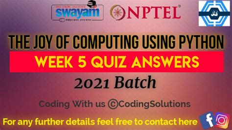 The Joy Of Computing Using Python Week Answers NPTEL YouTube