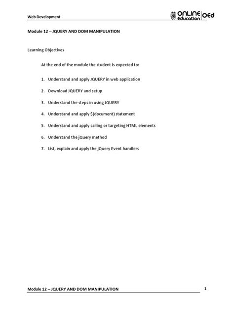 W9 Jquery Part 1 Module Pdf Pdf J Query World Wide Web