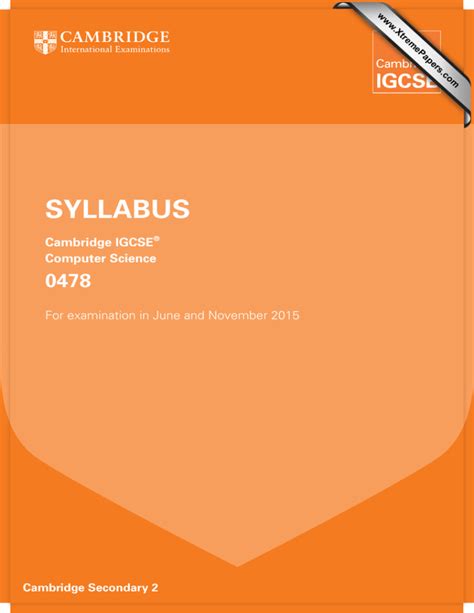 Cambridge Igcse Computer Science 0478 Syllabus 2015