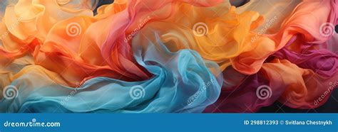 Dynamic Folds Of Multicolored Fabric Abstract 3d Wavy Background Colorful Waves Flow Liquid