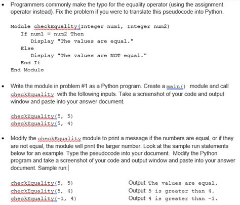 Solved Programmers Commonly Make The Typo For The Equality