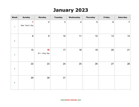 Blank Printable 2023 Calendar By Month