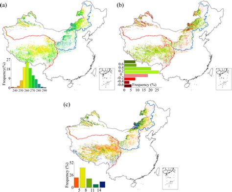 A Spatial Distributions Of Mean End Of The Growing Season Eos Dates Download Scientific