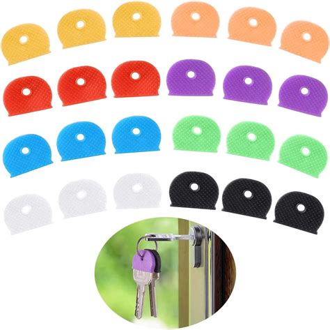 24 Pieces Key Covers Caps Set Flexible Key Cover Square Key Cap Rubber