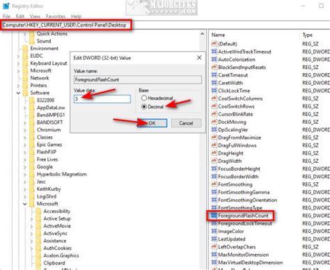 How To Change Number Of Taskbar Button Flashes In Windows MajorGeeks