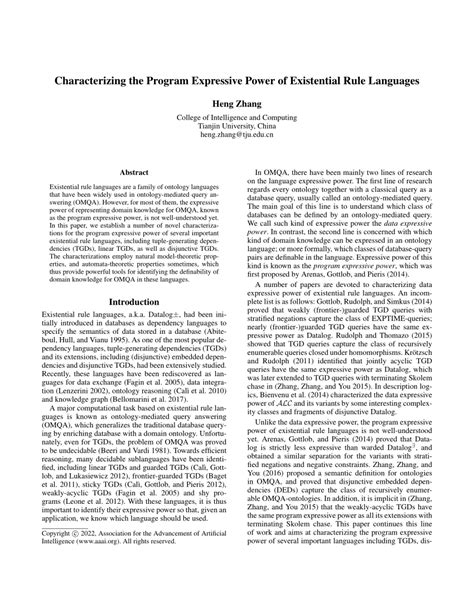 Pdf Characterizing The Program Expressive Power Of Existential Rule Languages
