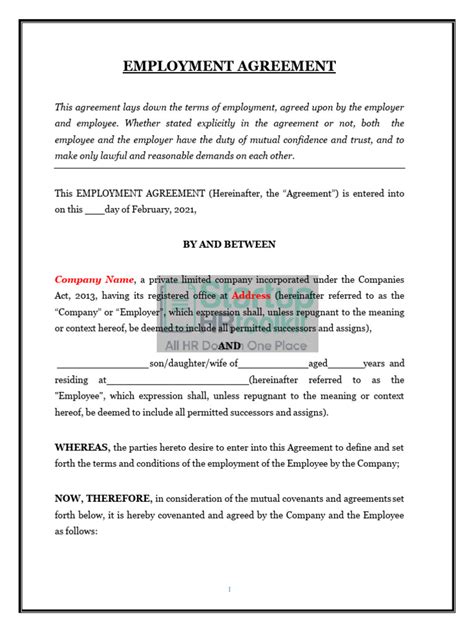 Employment Bond Agreement Download Free Pdf Employment Salary
