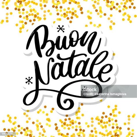 부온 나탈레 이탈리아어 메리 크리스마스 서예 템플릿입니다 흰색 배경에 인사말 카드 검은 타이포그래피 벡터 일러스트 레이션 손으로 그린 레터링 0명에 대한 스톡 벡터 아트 및