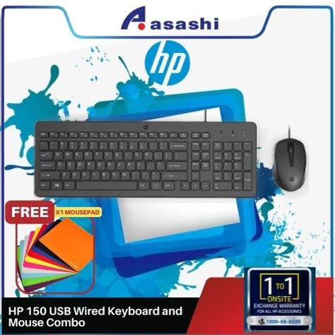 Hp 150 Usb Wired Keyboard And Mouse Combo 240j7aa Hp 150 Usb Wired