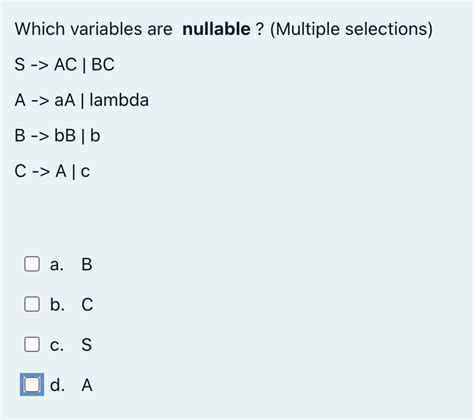 Solved Which Variables Are Nullable Multiple