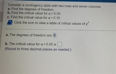 solved consider a contingency table with two rows and seven