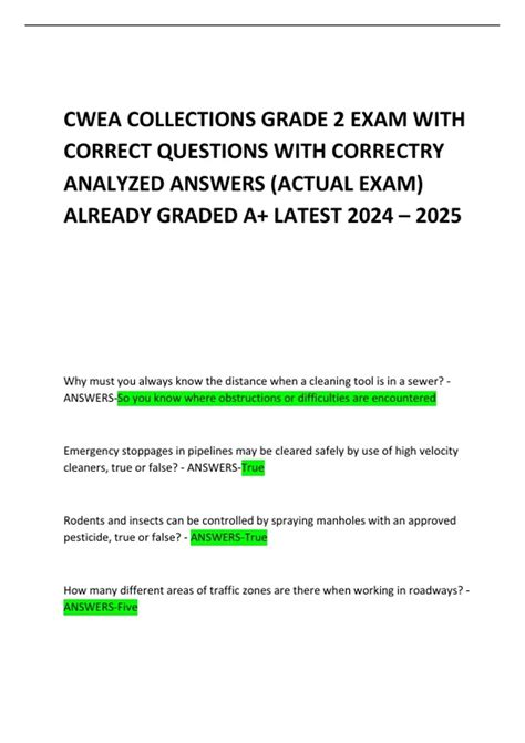 Cwea Collections Grade 2 Exam With Correct Questions With Correctry