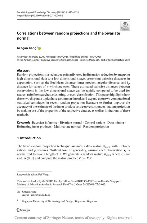 Correlations Between Random Projections And The Bivariate Normal