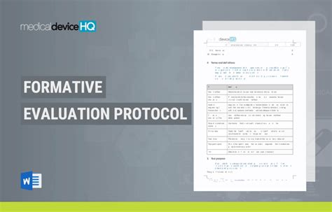 Formative Evaluation Protocol Template Medical Device Hq