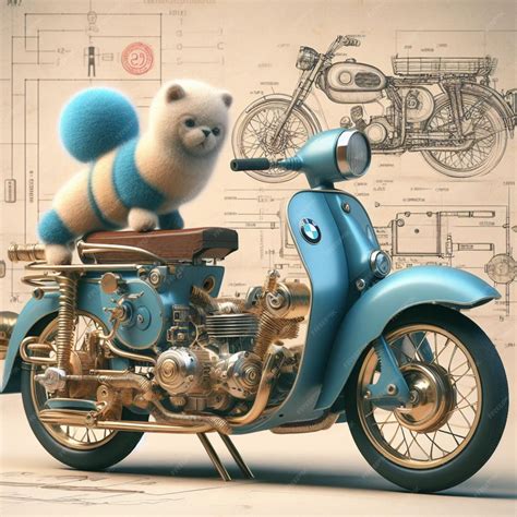 Premium Ai Image Isometric View Of Steampunk Moped 60s Style