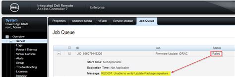 IDRAC7 IDRAC8 RED007 Error When Applying Latest IDRAC Firmware From Out Of Band Interface