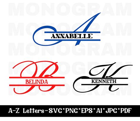 Split Monogram SVG PNG Split Monogram Alphabet SVG Split Letter Svg Cricut Split Monogram Svg