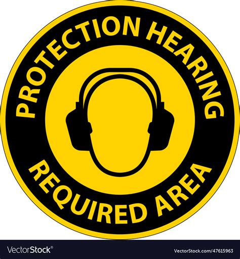 Caution Double Hearing Protection Sign On White Vector Image