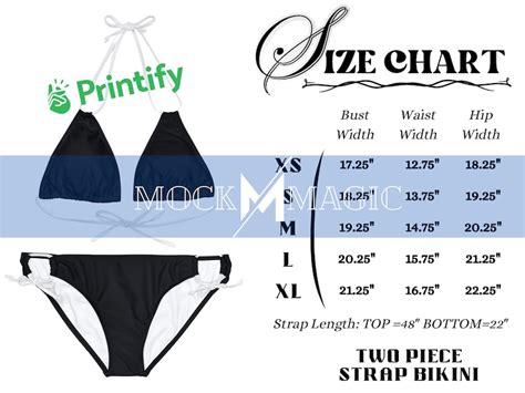 Printify Strappy Bikini Set Aop Size Chart For Womens Etsy