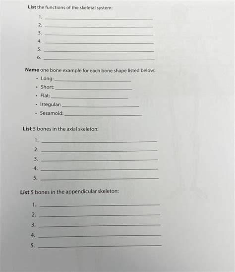 Solved List The Functions Of The Skeletal System 1 2 3 Chegg Com