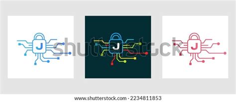 Letter J Cyber Security Logo Internet Stock Vector Royalty Free