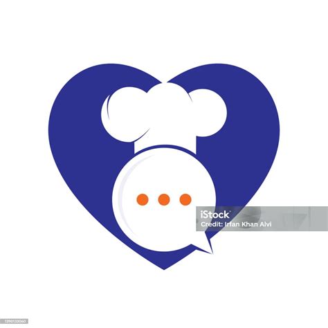 셰프 토크 벡터 로고 디자인 모자 밥솥과 채팅 기호의 그림 공동체에 대한 스톡 벡터 아트 및 기타 이미지 공동체 기포