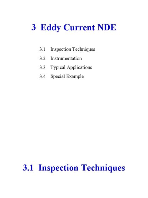 3 Eddy Current Nde 31 Inspection Techniques 32 Instrumentation 33