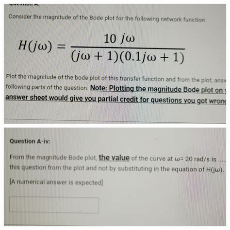 Solved Consider The Magnitude Of The Bode Plot For The Chegg