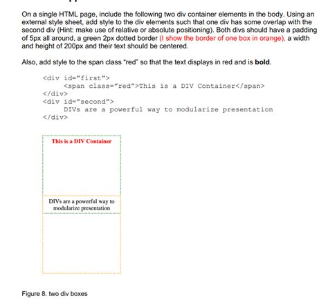 Solved On A Single Html Page Include The Following Two Div