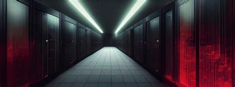 Premium Ai Image Dark Server Racks In Computer Network Security Server Room Data Center