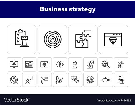 Business Strategy Line Icon Set Royalty Free Vector Image