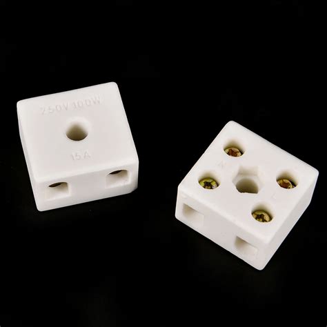 New Arrival 5 Pcs Ceramic Terminal Block 10a 2w4h 2 Way 4 Hole