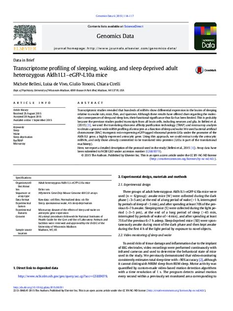 Transcriptome Profiling Of Sleeping Waking And Sleep Deprived Adult