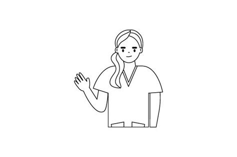 Female Care Assistant Line Art Svg Cut File By Creative Fabrica Crafts