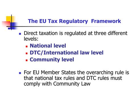 Ppt The Eu Regulatory Framework For Tax Powerpoint Presentation Free Download Id 1396026