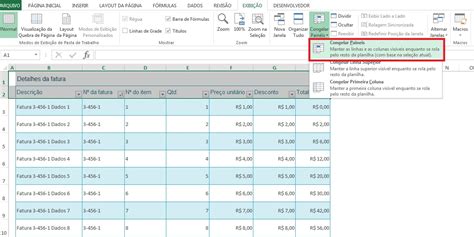 Como fixar linhas e colunas no Excel Congelar Painéis