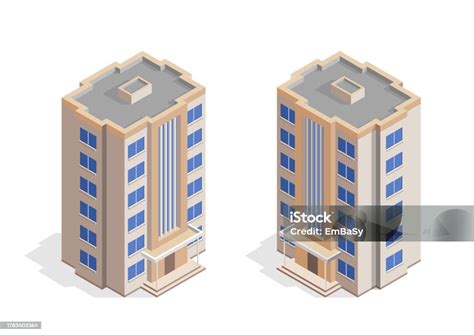현대 등각 투영 건물 일러스트 레이터 벡터입니다 0명에 대한 스톡 벡터 아트 및 기타 이미지 0명 3차원 형태 거리 Istock