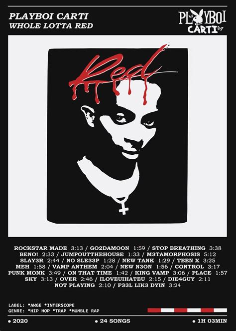 Playboi Carti Album Cover Poster Picture Metal Print Paint By