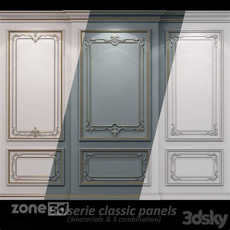 دانلود آبجکت قاب بندی و گچ بری کلاسیک دیوار در سه رنگ متفاوت