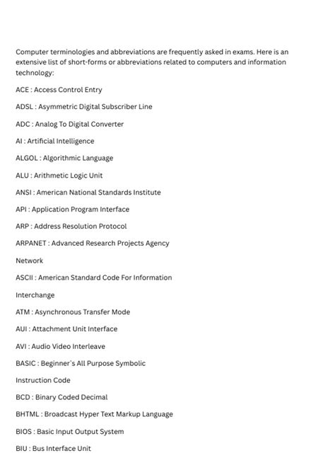 Computer Terminologies And Abbreviations Computer Stuvia Us