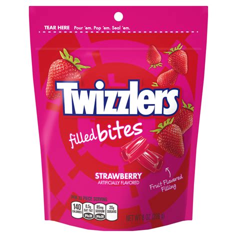 Twizzlers Filled Bites Strawberry Flavored Candy 8 Oz Bag
