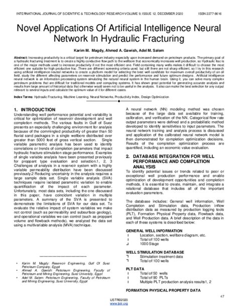 Novel Applications Of Artificial Intelligence Neural Network In Hydraulic Fracturing