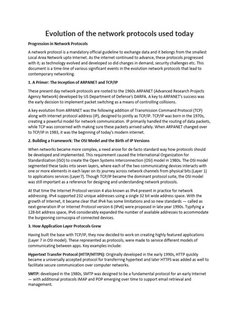 Evolution Of The Network Protocols Used Today Pdf Internet Protocol Suite Computer Network