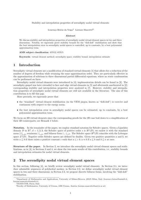 PDF Stability And Interpolation Properties Of Serendipity Nodal Virtual Elements
