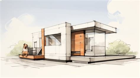 Bold And Colorful Modular Design A New Small House Sketch Stock Illustration Illustration Of