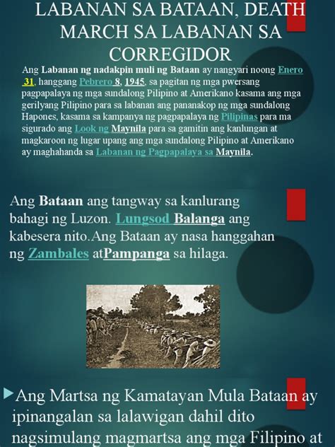 Labanan Sa Bataan Death March Labanan Sa Corregidor 1 Pdf